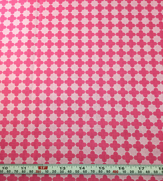 Riley Blake Mini Quatrefoil Pink Hot Pink Cotton Quilting Fabric