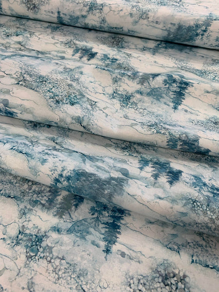 Soar Moody Blues Light Blue Trees - by Deborah Edwards for Northcott C ...