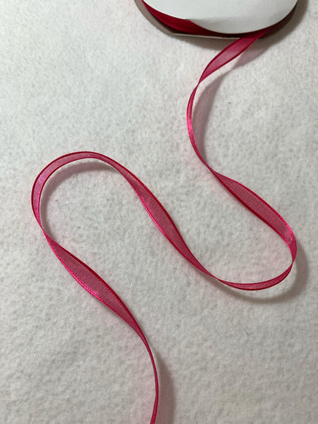Hot Pink Organdy Organza Ribbon - 3/8" wide - 5 Yards - Made in Japan ...
