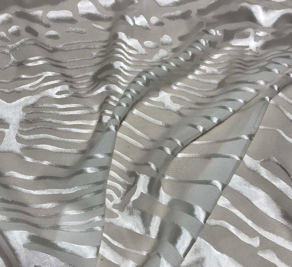 Burnout Devore Satin Fabric - White Icicles – Prism Fabrics & Crafts