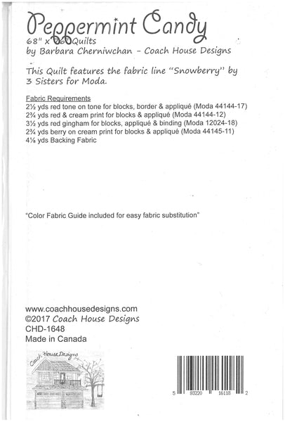 Peppermint Candy Quilt Pattern -Coach House Designs – Prism Fabrics ...