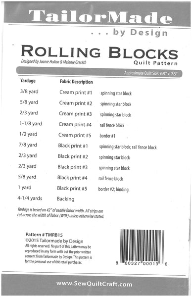 Rolling Blocks Quilt Pattern - TailorMade by Design – Prism Fabrics ...